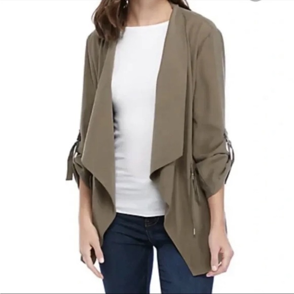 Zara | Jackets & Coats | Zara Olive Army Green Drape Collar Lightweight ...